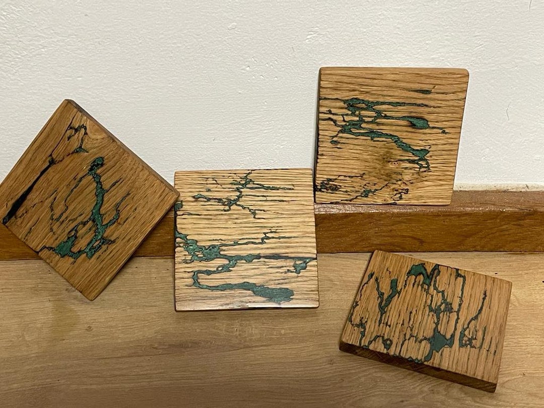 Custom Solid Oak and Lichtenburg Resin Coasters 4 Coasters - Etsy