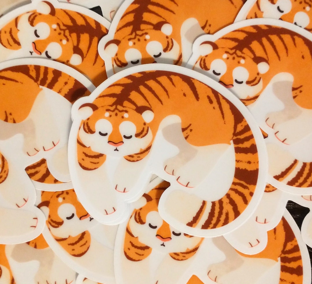 Blue and Orange Tiger Stickers - Etsy
