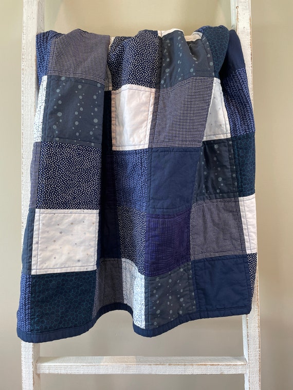 Navy Blue Handmade Baby Quilt Newborn Baby Gift Baby Shower Gift Handmade Baby Gift Baby Blanket Crib Quilt Gender Neutral Baby Quilt Etsy