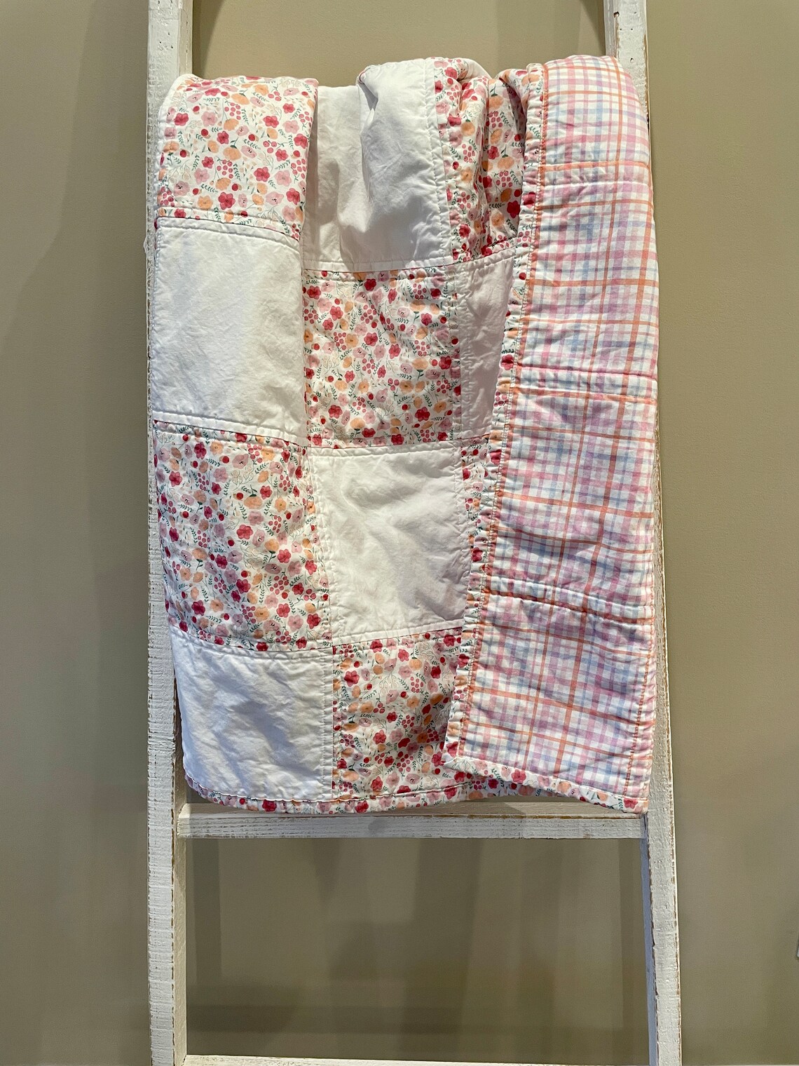 Pink Floral Baby Girl Patchwork Quilt - Etsy