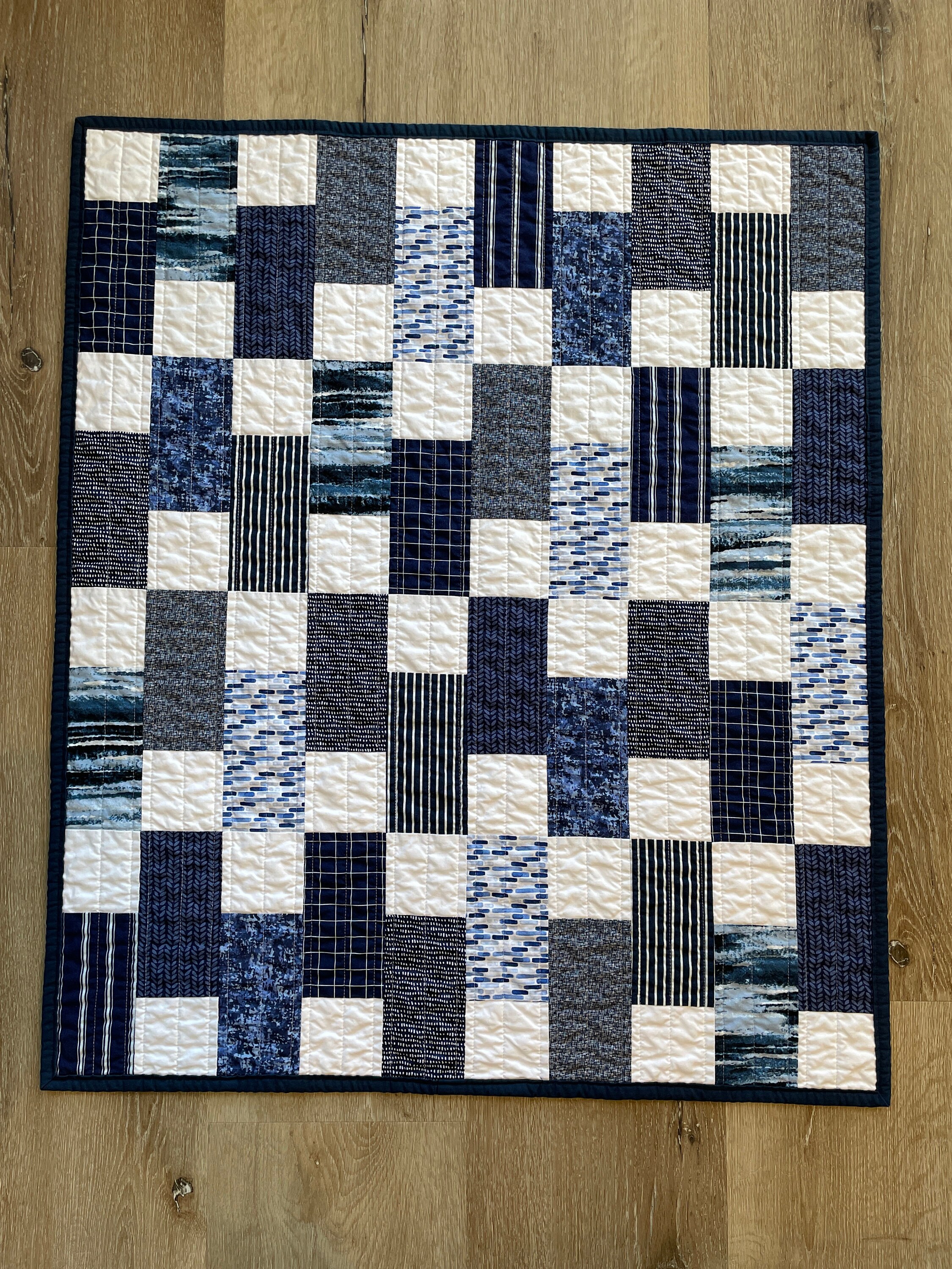 Navy Blue Brick Pattern Baby Quilt Baby Shower Gift Baby - Etsy