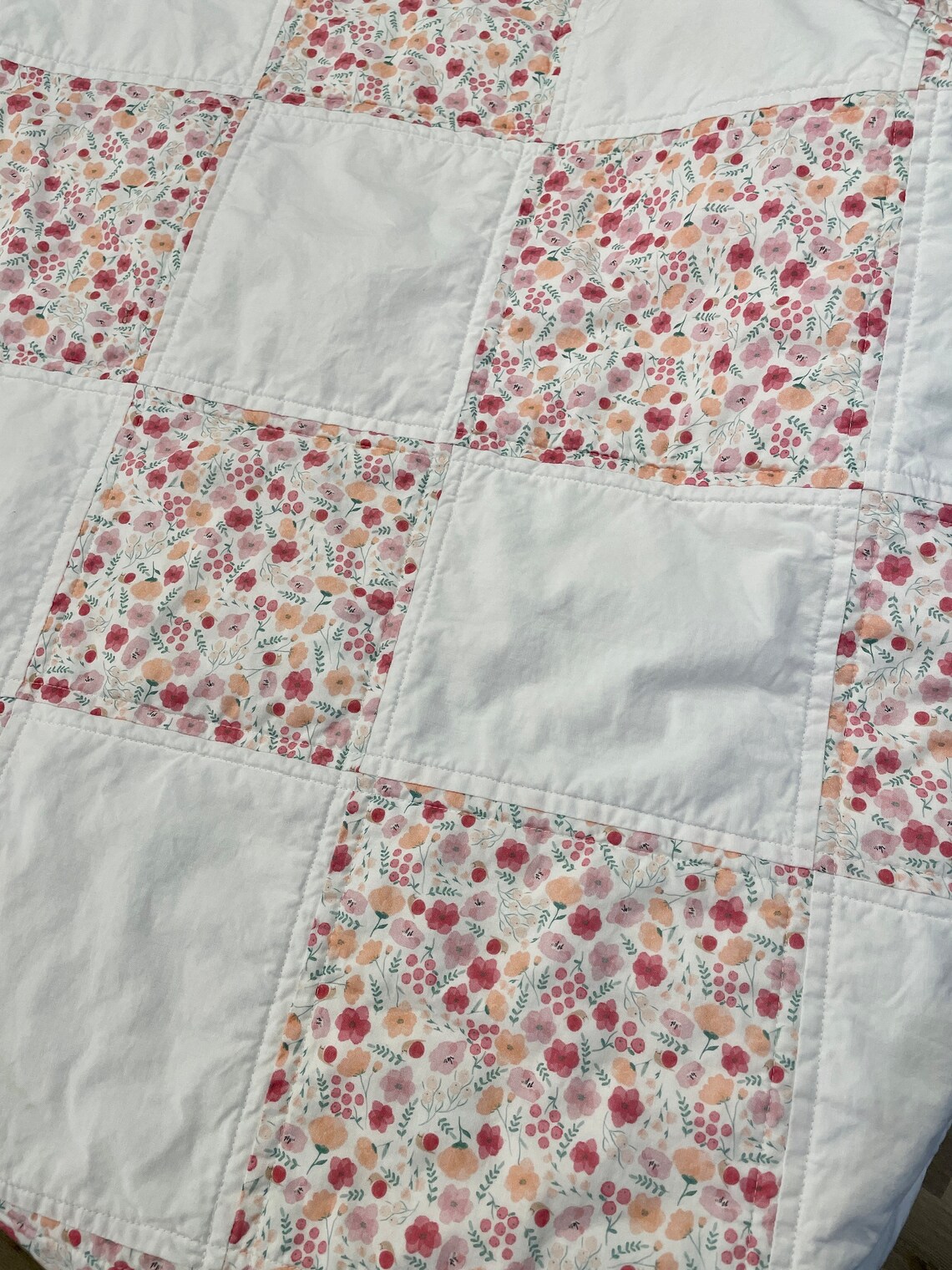 Pink Floral Baby Girl Patchwork Quilt - Etsy
