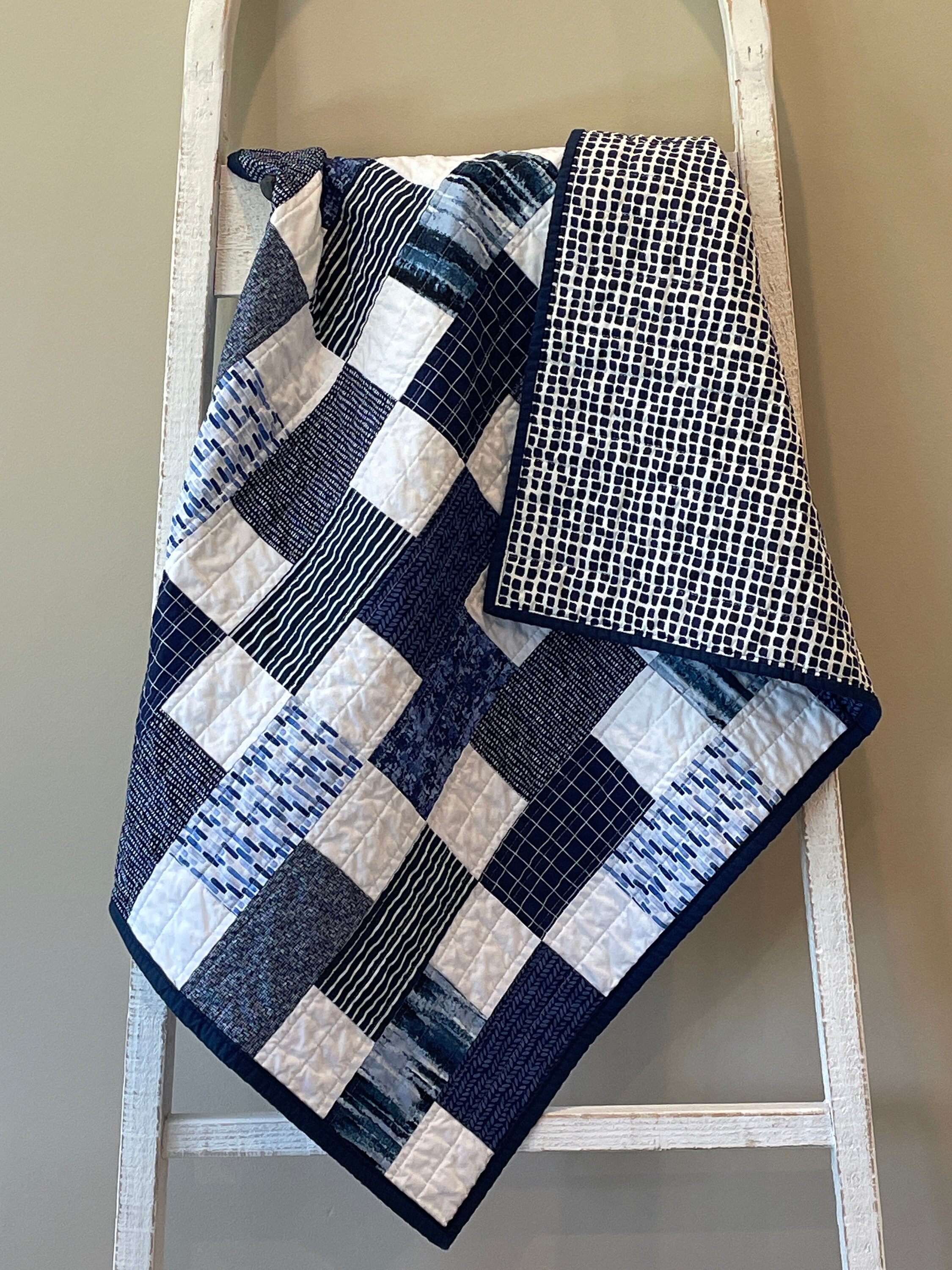 Navy Blue Brick Pattern Baby Quilt Baby Shower Gift Baby - Etsy