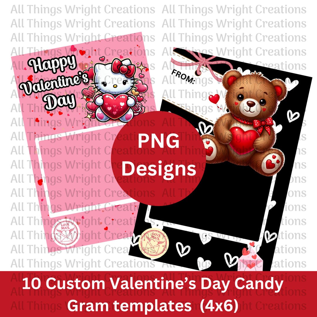 Valentine's Day Candy Gram Templates (4x6) - Etsy