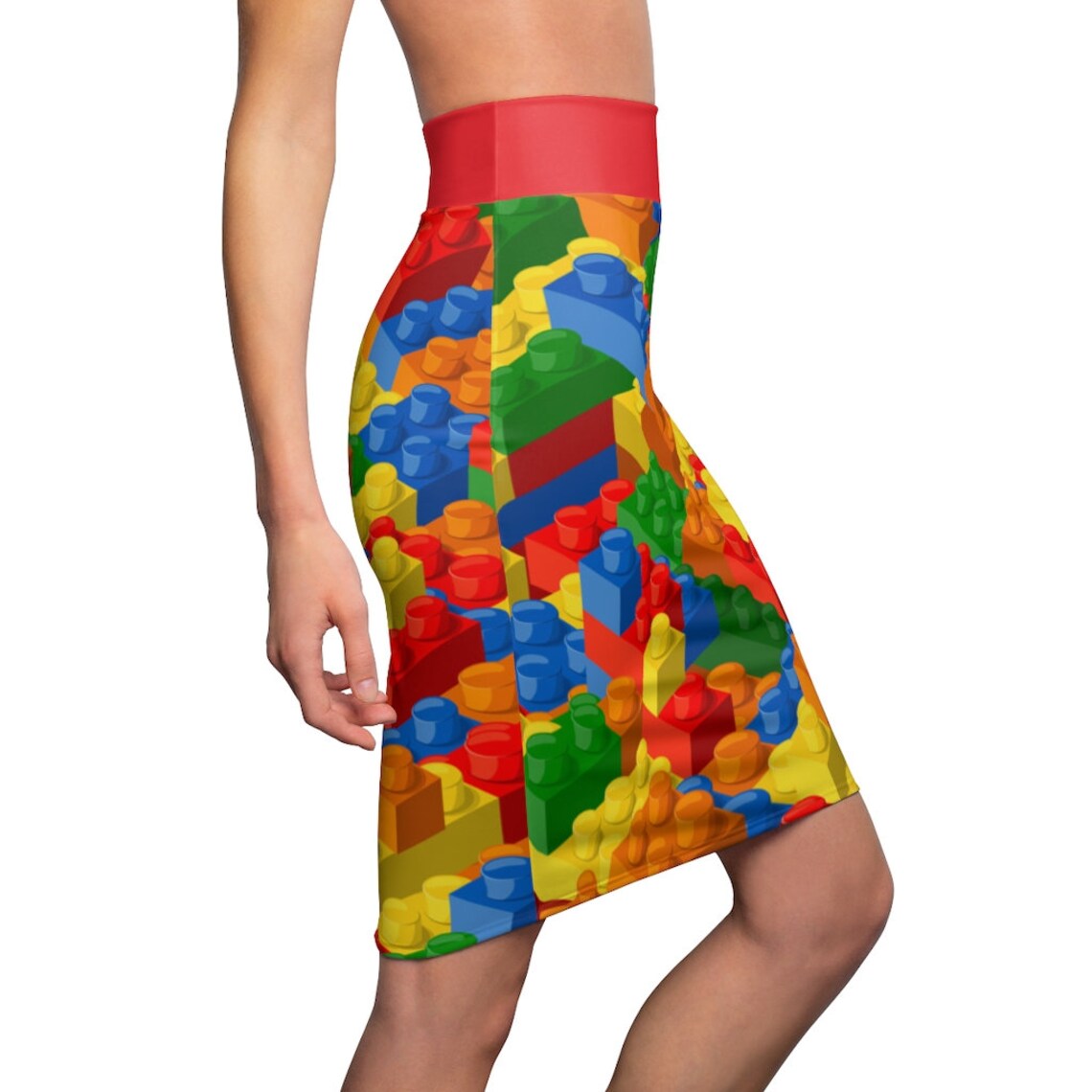 Womens or Teens Cute Lego Print Fitted Pencil Skirt | Etsy UK