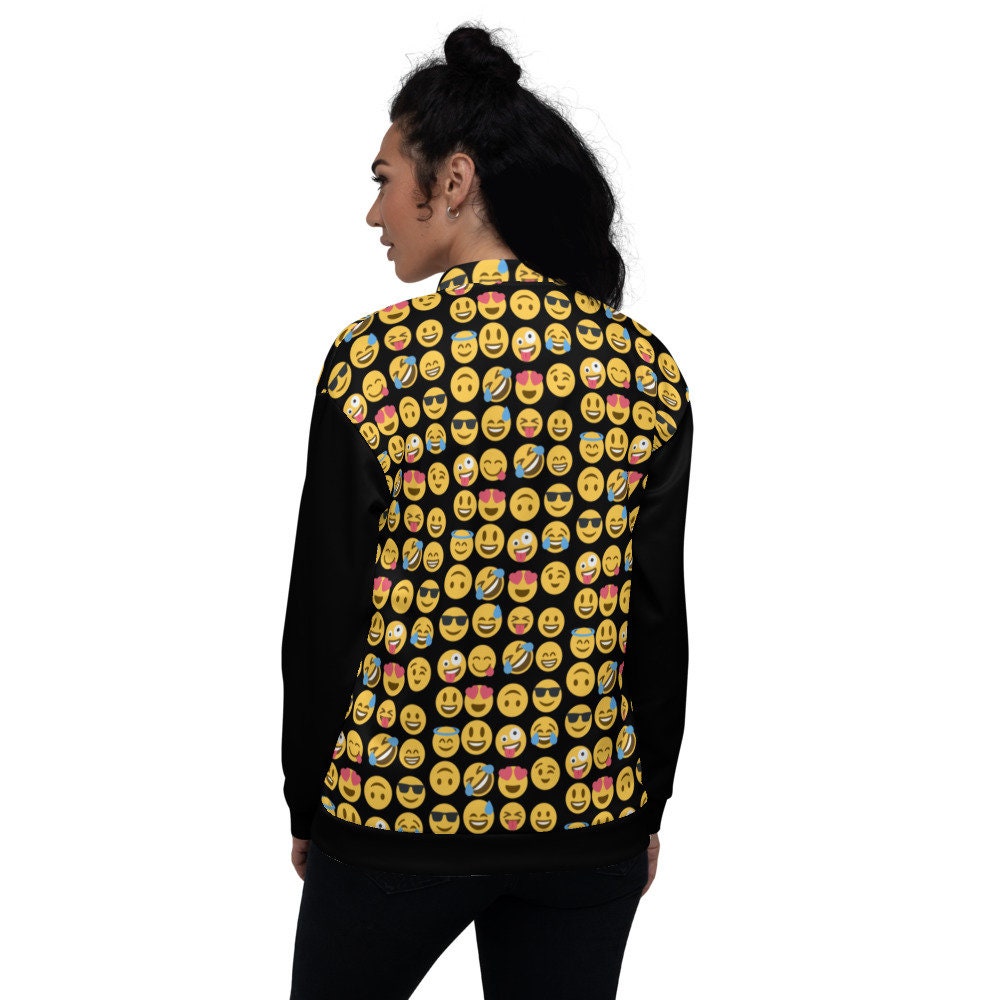 Unisex Emoji Print Bomber Jacket Smiley Face Fun Rare - Etsy