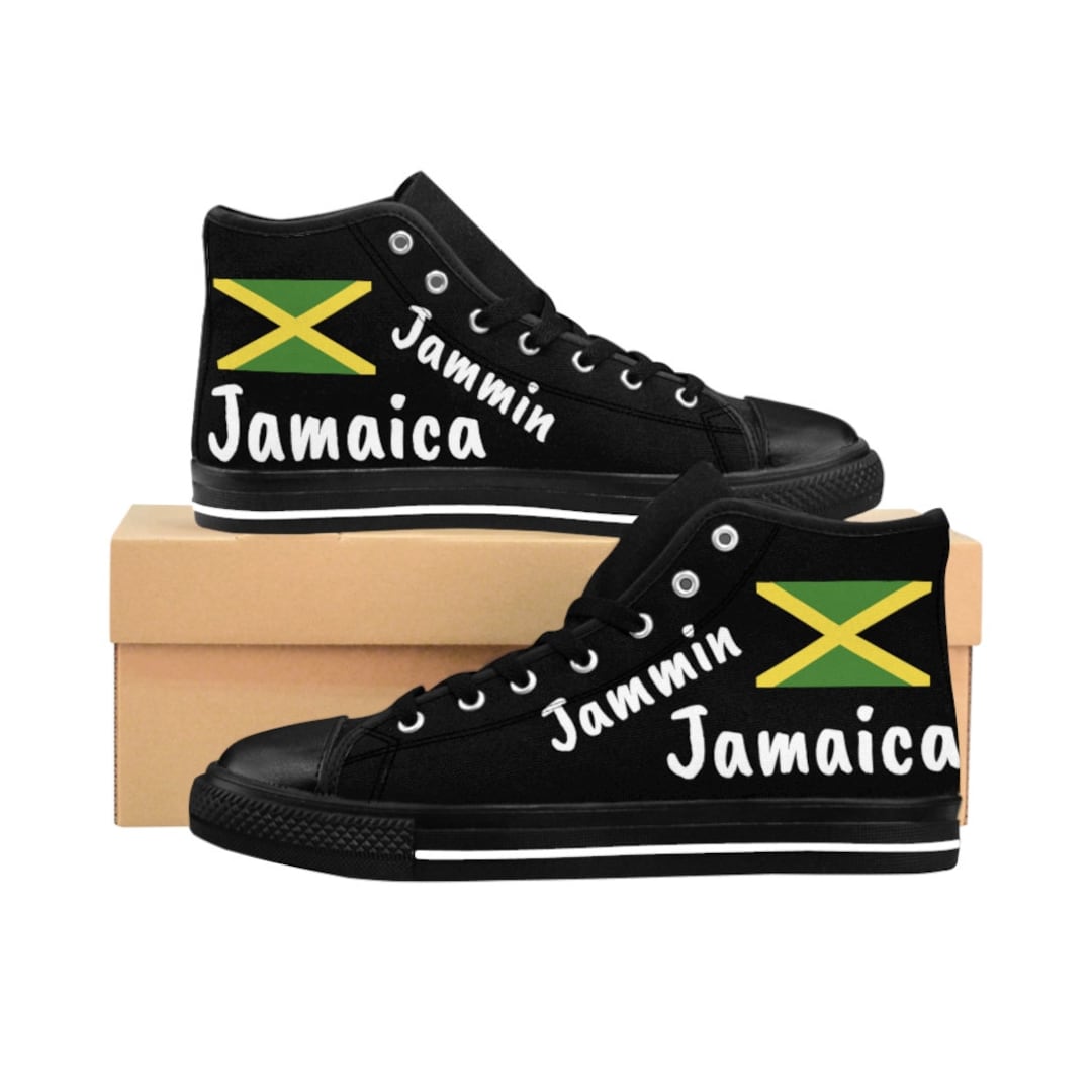 Women's Jammin Jamaica High-top Sneakers, Rasta Shoes, Reggae, Hip Hop ...