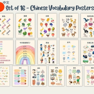 Chinese Vocabulary Educational Posters, Prints for Preschool Toddler ...