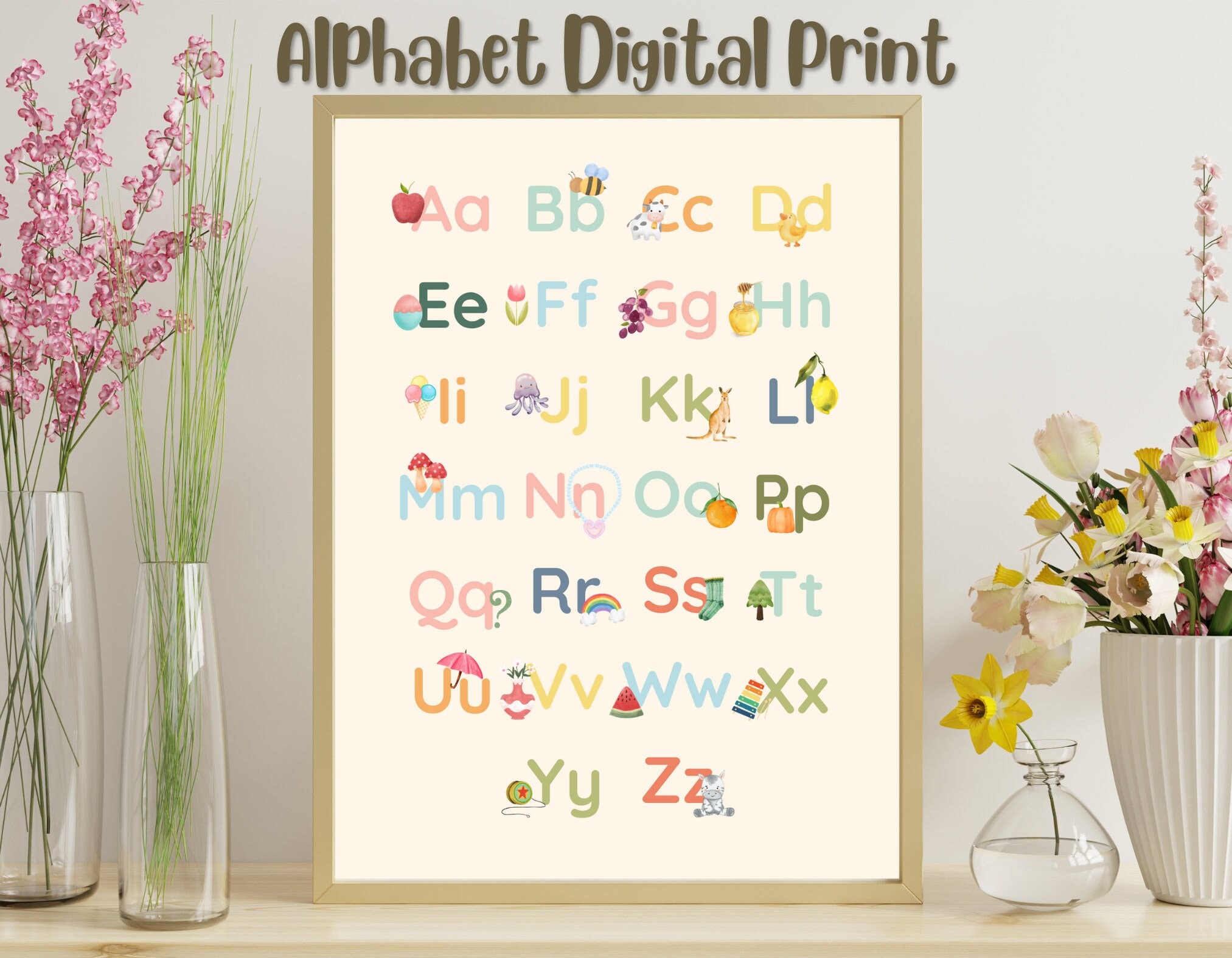 Alphabet Printable Poster With Colorful Illustrations, Children ...