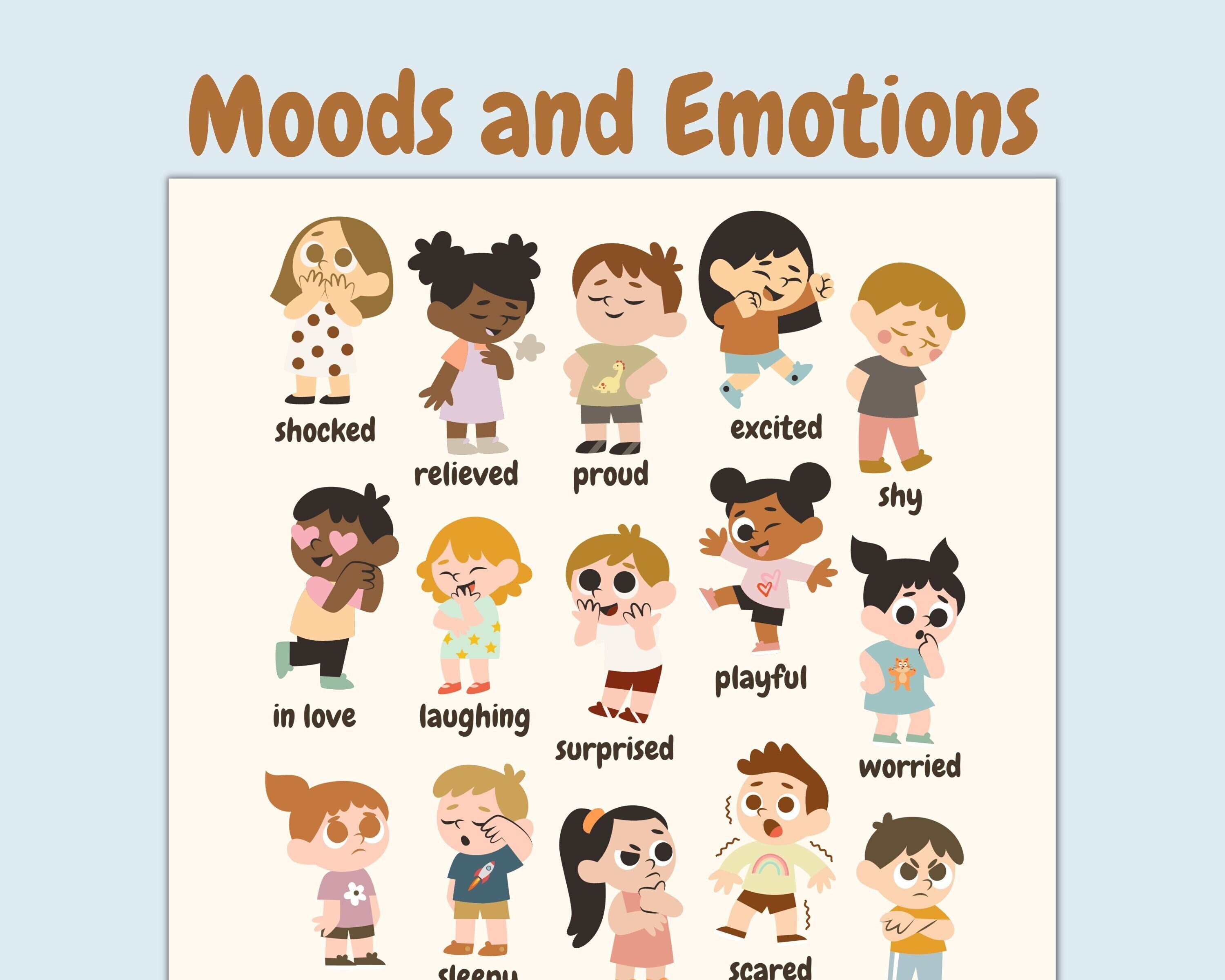 Moods, Emotions, Expressions Learning Poster, Educational Printables ...