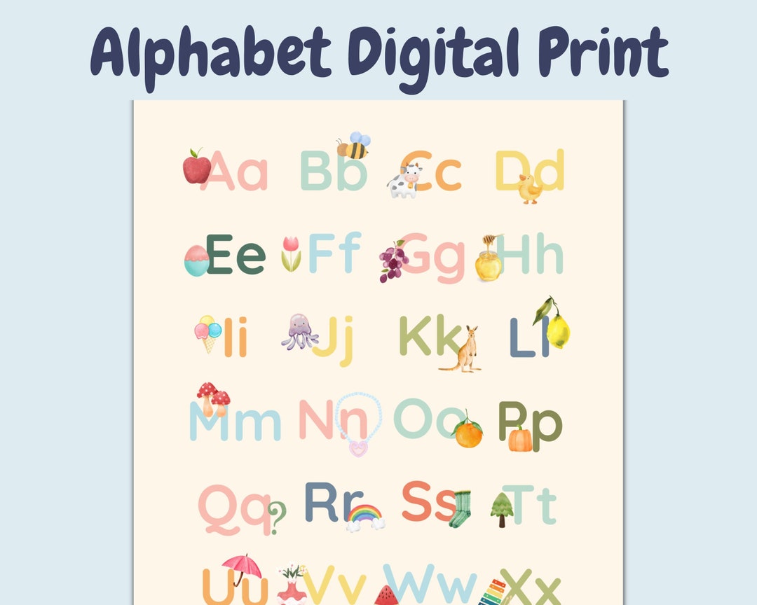 Alphabet Printable Poster With Colorful Illustrations, Children ...