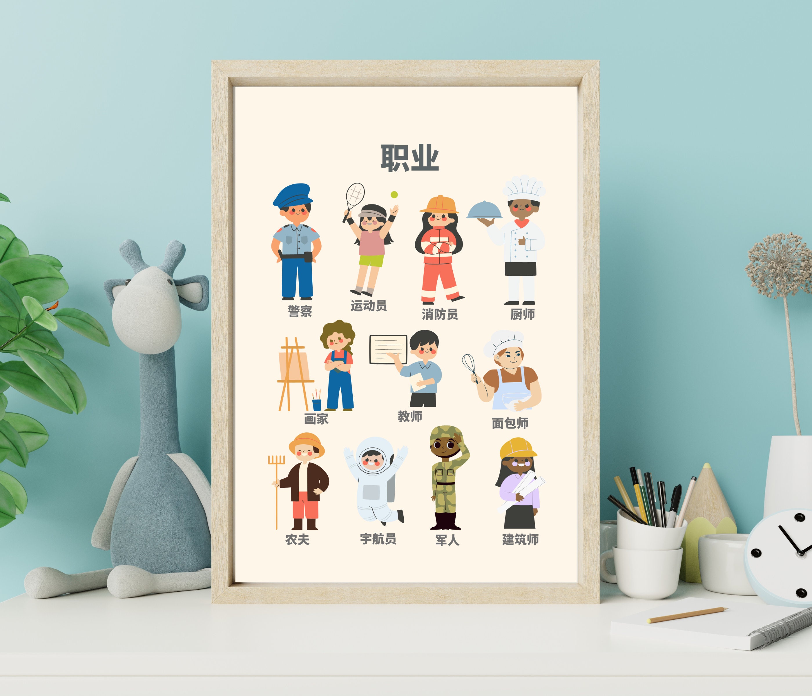 Chinese Vocabulary Educational Posters, Prints for Preschool Toddler ...