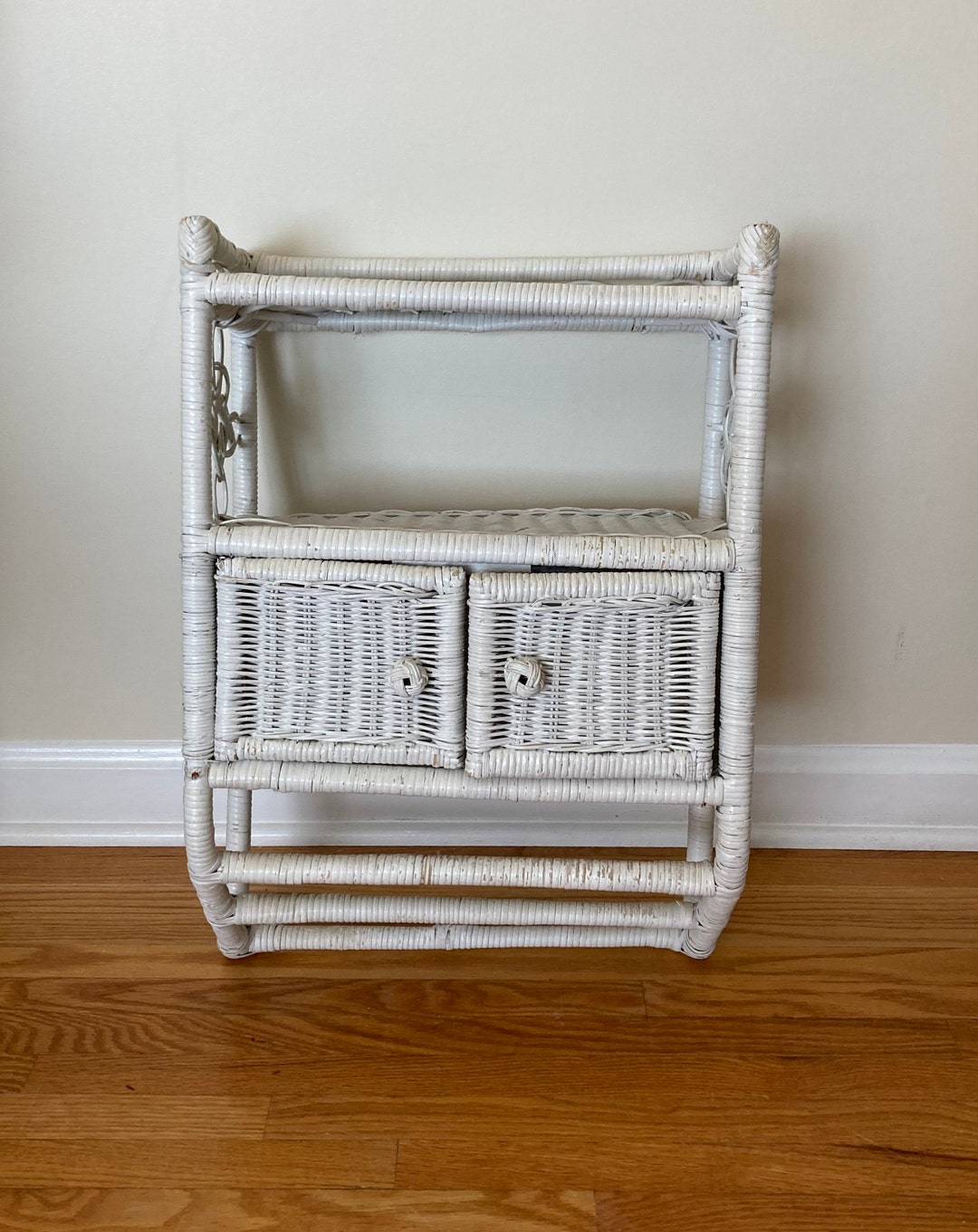 Wicker Rattan White Hanging Shelf Cabinet Cupboard Bathroom Storage ...
