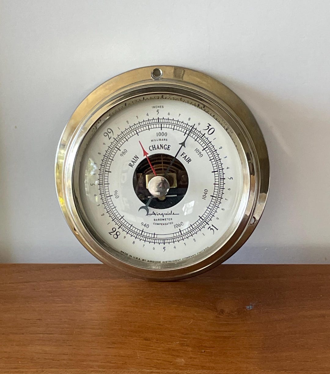 70s Cased Airguide Barometer Compensated P4592 Boat, Den or Office ...