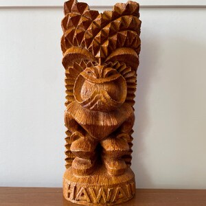 1974 Original Good Luck Tiki Carved Wooden Figurine Statue Hawaiian ...