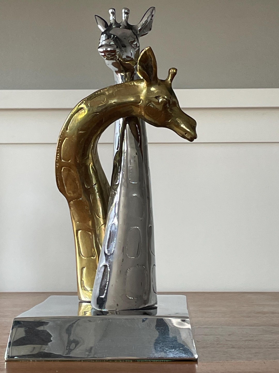 1980s Brass Chrome Giraffe Pair Large 10lb Dolbi-cashier Figurine Collectible Metal Art ...