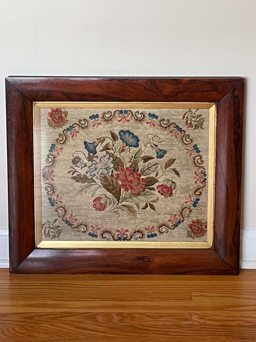 Antique Needlepoint Tapestry Circa. 1840-1860 Floral Needlework ...