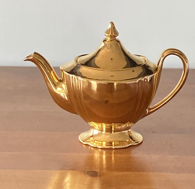 Royal Winton Golden Age Teapot: 1940s Gold Lustre Hollywood Regency ...