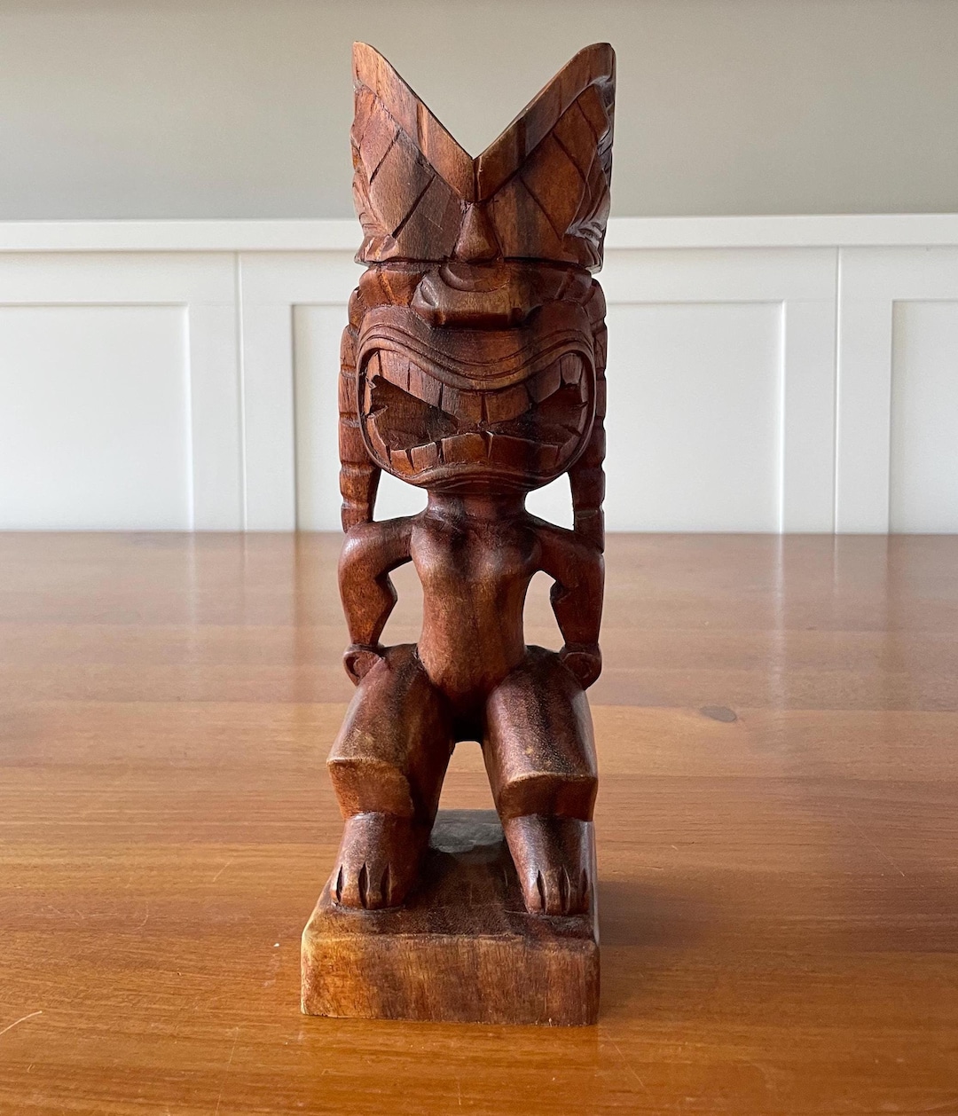 Ku Tiki Statue Hand Carved Wooden Figurine Tropical Pacific Natural Eco ...