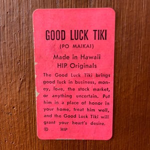 1974 Original Good Luck Tiki Carved Wooden Figurine Statue Hawaiian ...