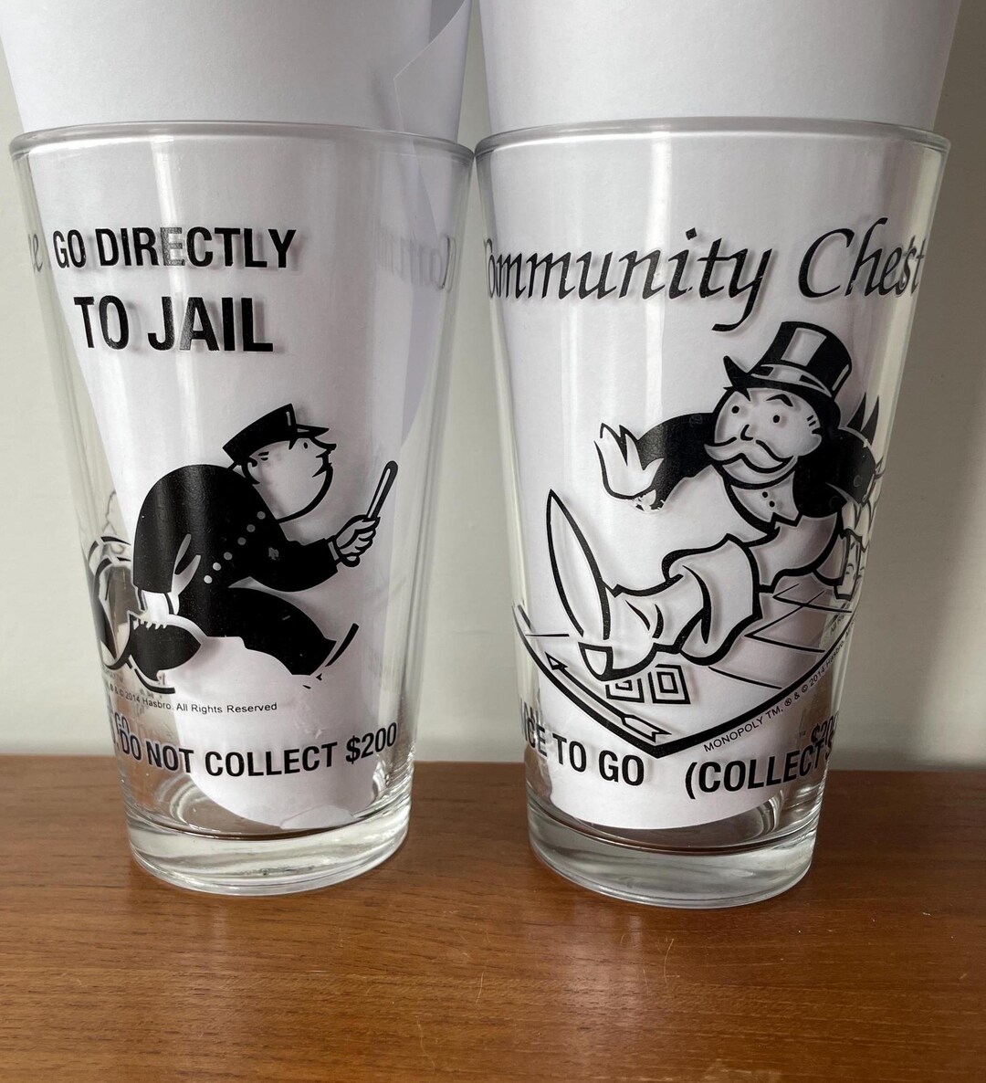 Pint Beer Glasses Monopoly Game Community Chest & Go Directly to Jail ...