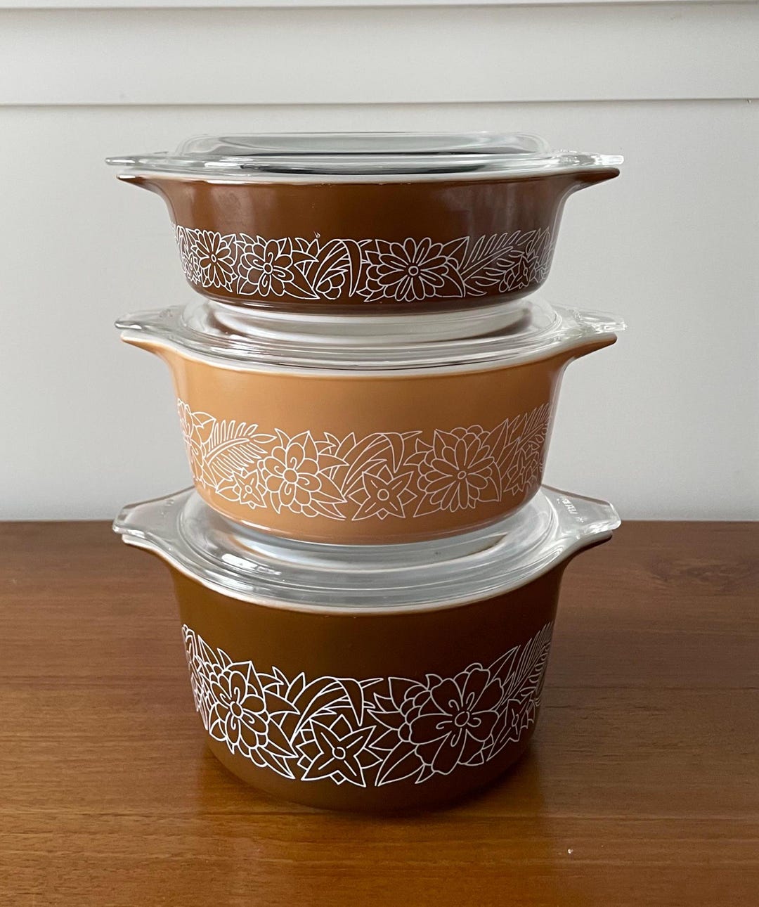 Set Pyrex Woodland Casserole Dish & Lids (#471,472,473) Ovenware to ...