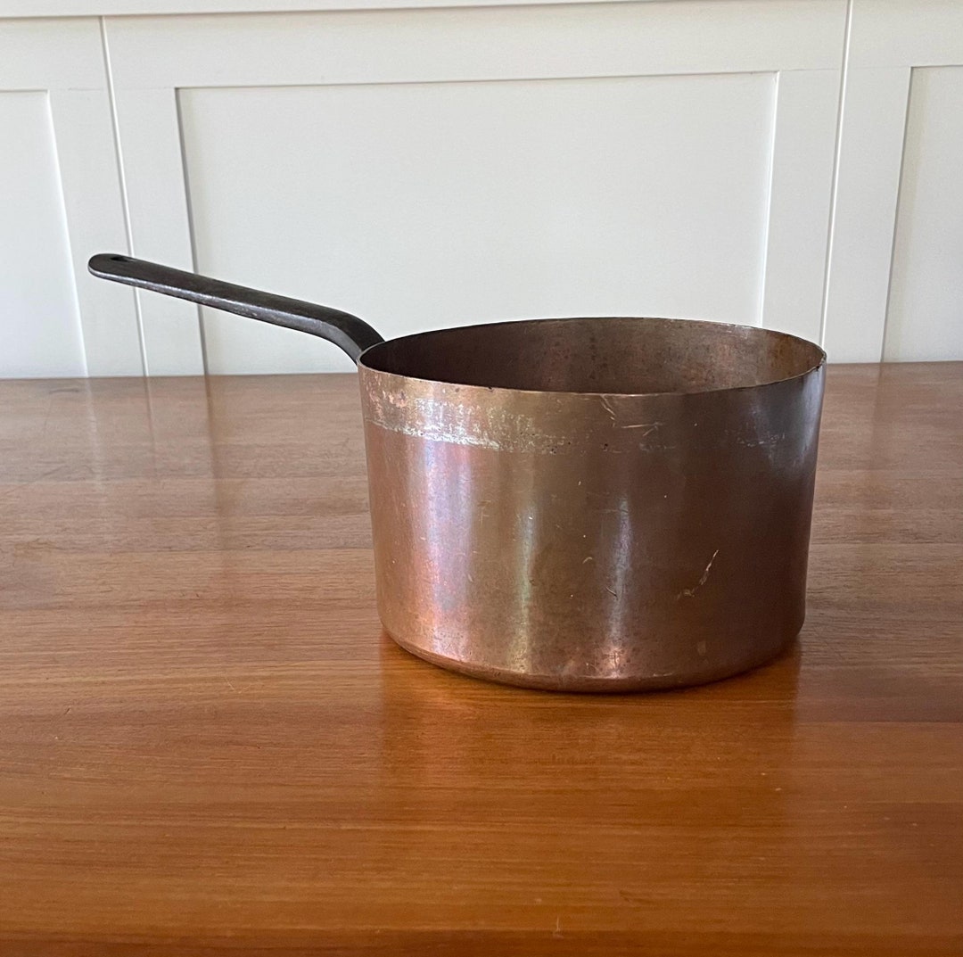 Antique Solid Copper Pot: Large Victorian Saucepan With Iron Handle - Etsy