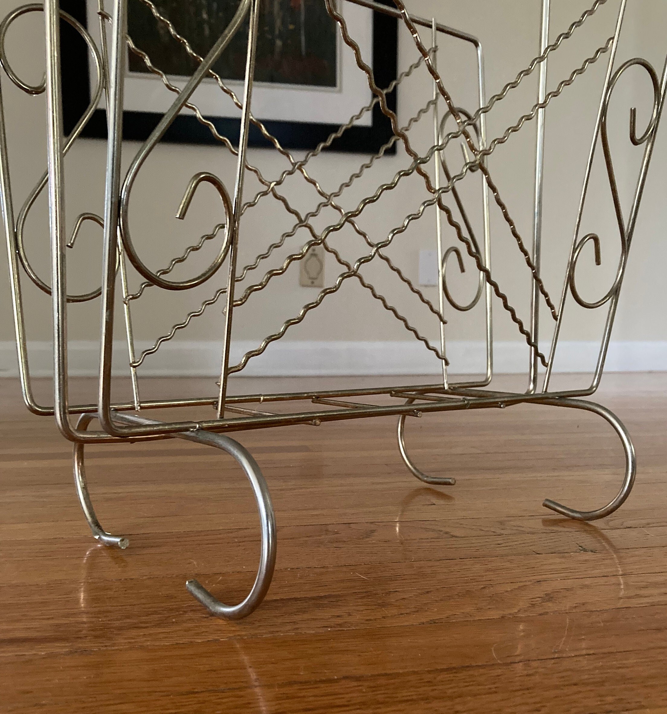 Mid Century Modern Gold Metal Magazine Album Stand Rack With | Etsy