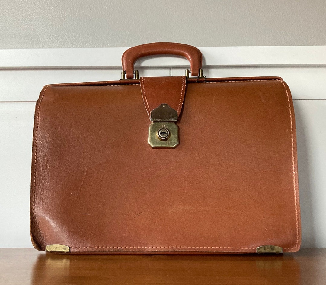 Vintage Leather Briefcase Classic Brown Cooper Weeks Hard Sided Case ...