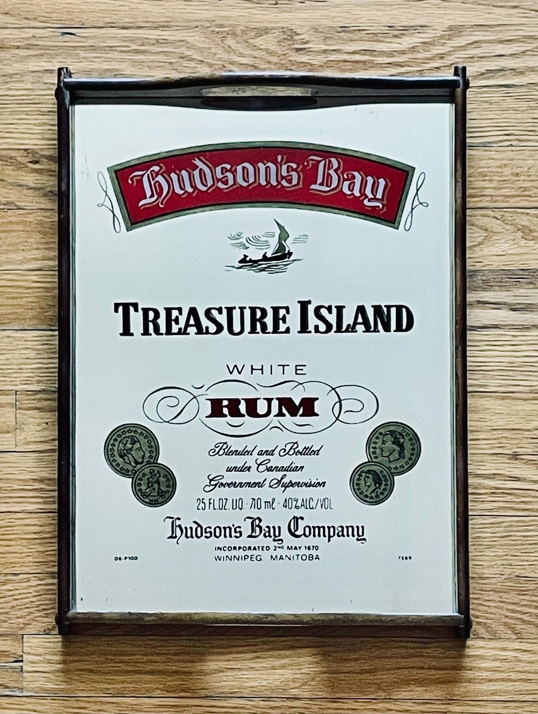 Vintage Hudson's Bay Treasure Island Rum Mirror Tray: MCM Barware - Etsy