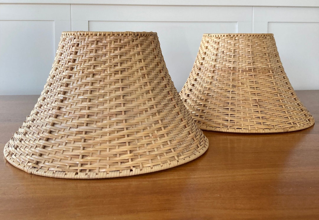Lamp Shades Vintage Wicker/rattan/bamboo Woven Lamp Shades Metal Frame ...