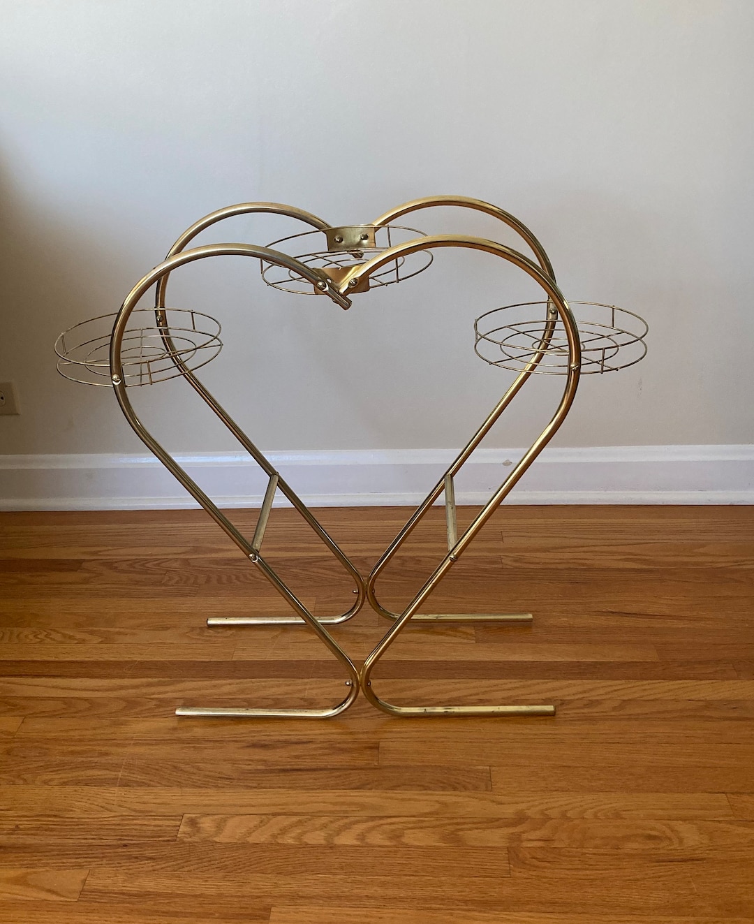 Floor Plant Stand Free Standing Heart Shape Gold-tone Metal Tiered ...