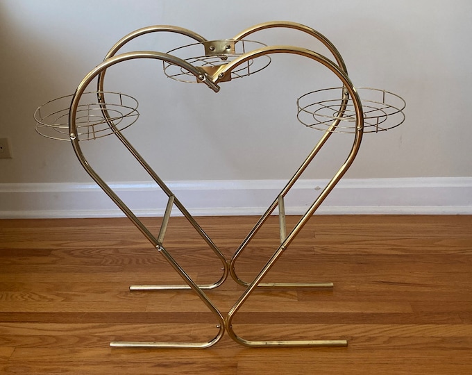 Floor Plant Stand Free Standing Heart Shape Gold-tone Metal Tiered ...