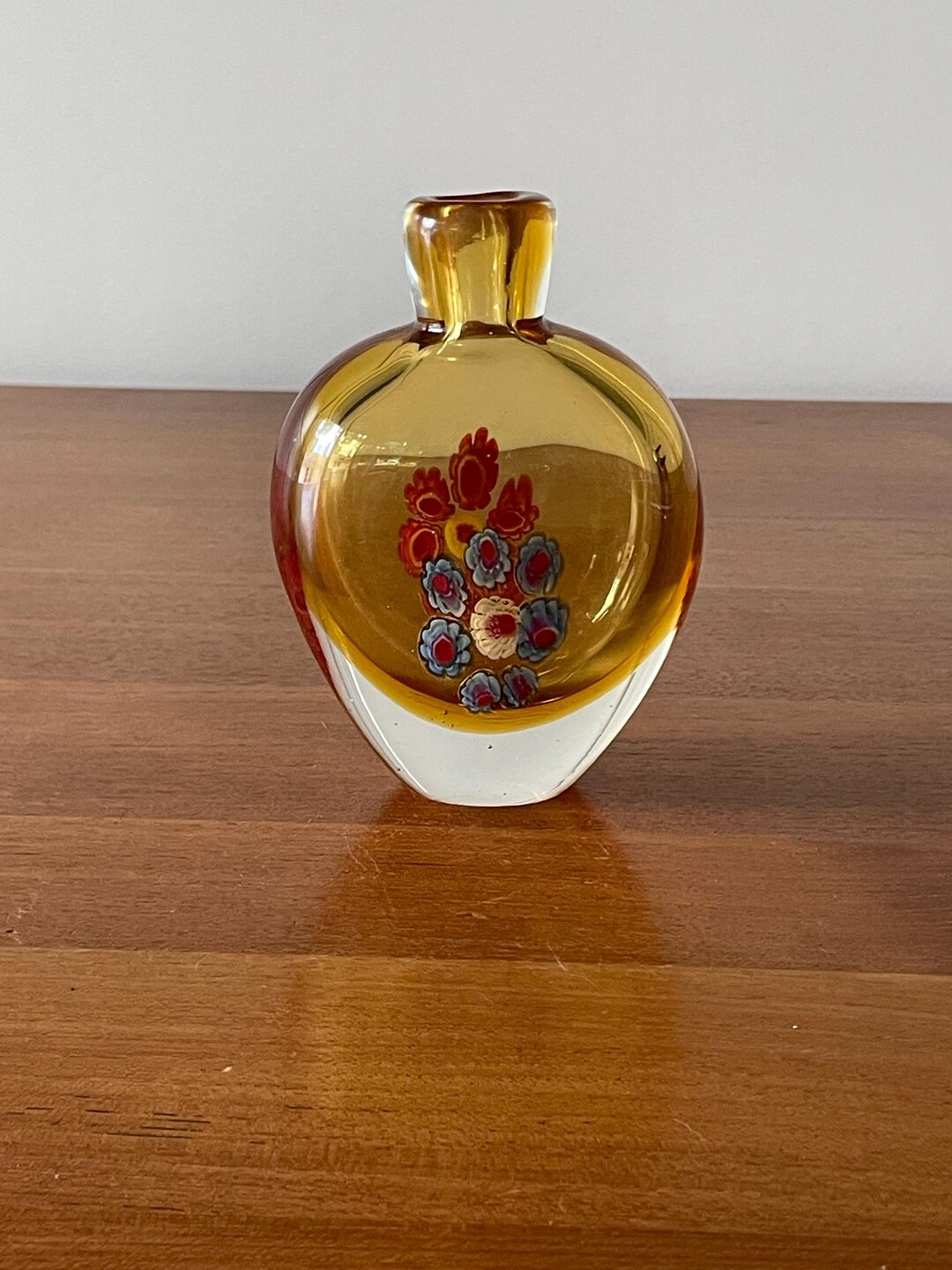 Murano Sommerso Style Amber Glass Vase: Floral Decor, Paperweight - Etsy