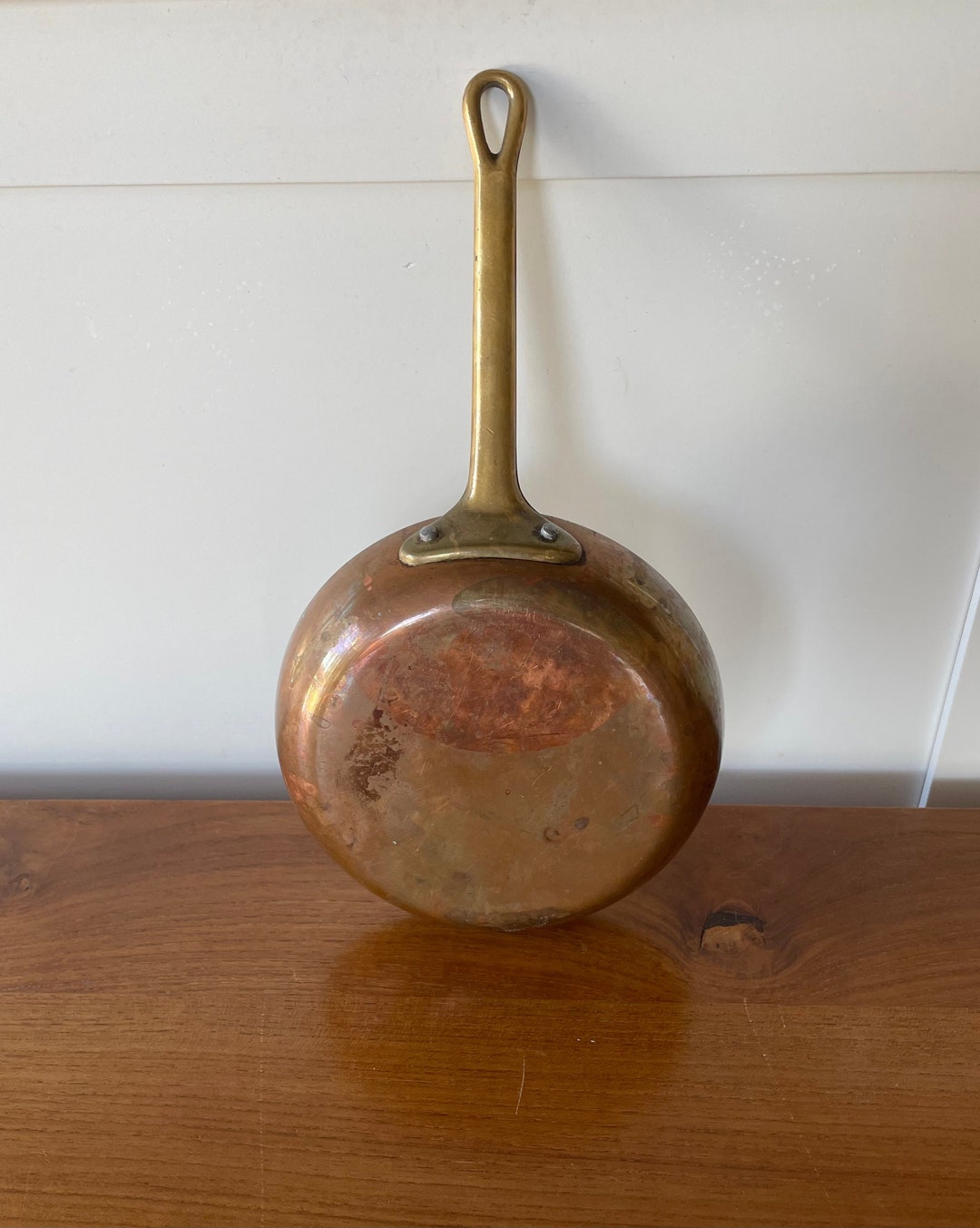 Copper Brass Hanging 6.5 Skillet Sauté Fry Pan Vintage Round Brass ...