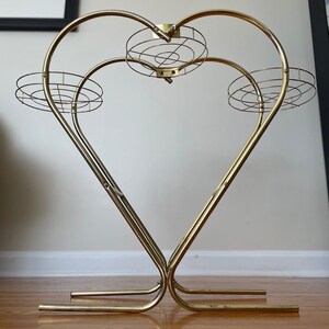 Floor Plant Stand Free Standing Heart Shape Gold-tone Metal Tiered ...