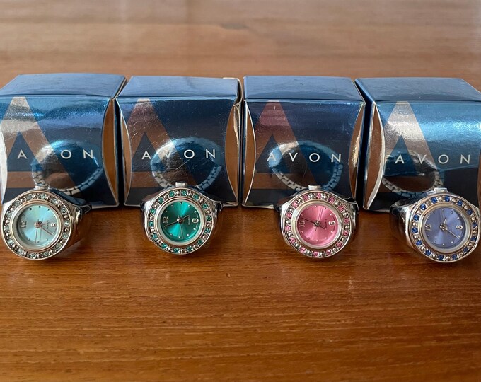 Avon Ring Watch Birthstone Jewelry Silvertone Metal Colourful Quartz ...