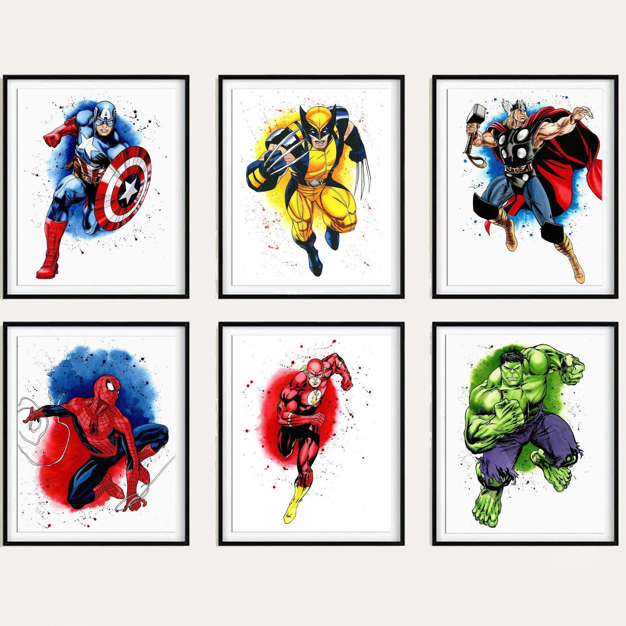 Set 6 Superhero Print Digital Download Marvel Hero Printable | Etsy