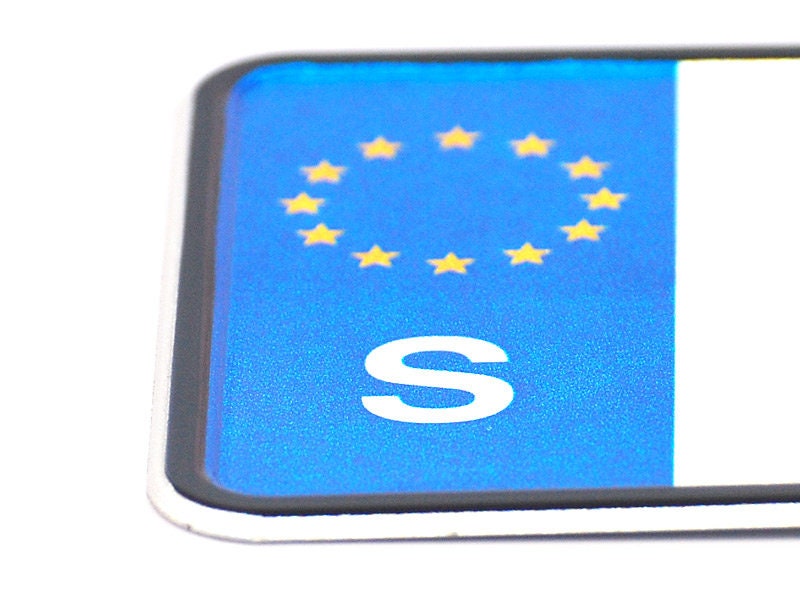 Placa de matrícula sueca europea europea con relieve, placa de metal ...