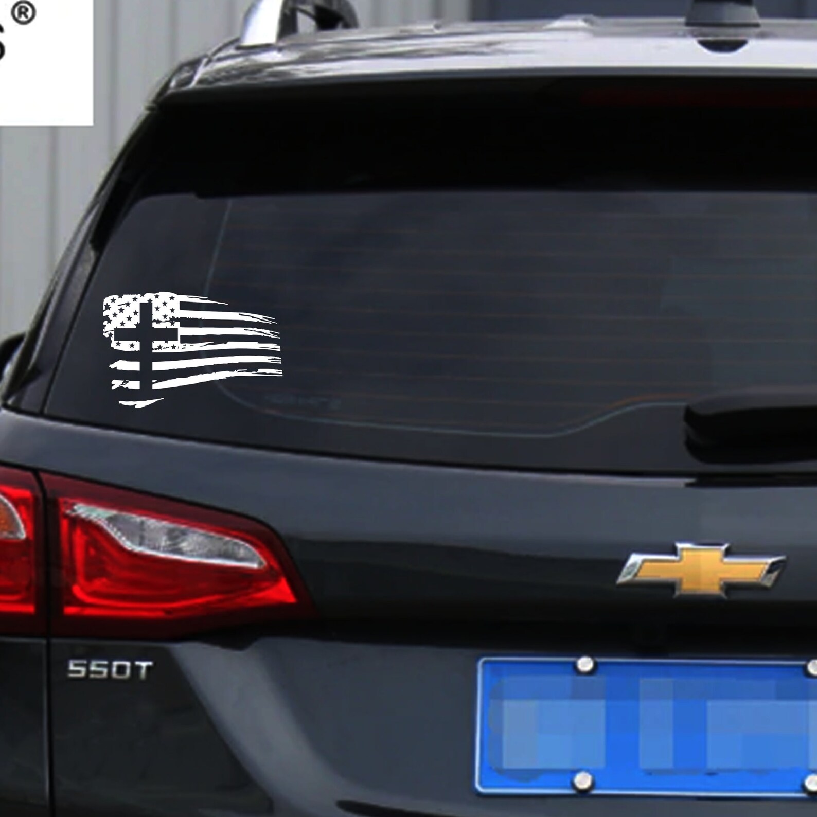 AMERICAN FLAG TATTERED With Cross Decal. Vinyl Decal Sticker | Car ...