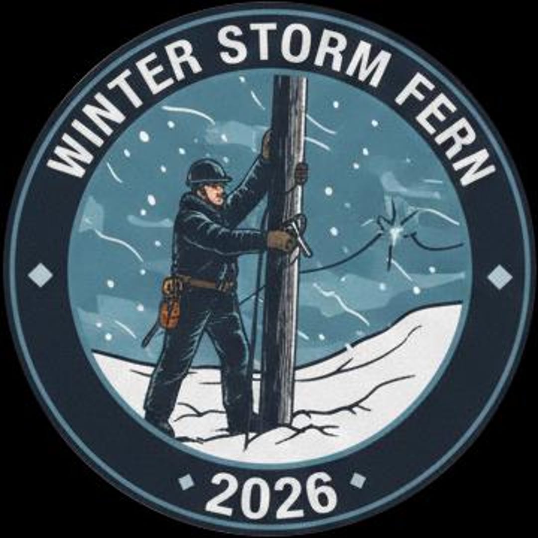 Winter Storm Fern 2026 Power Lineman Hard Hat Decal, January 24 2026 ...