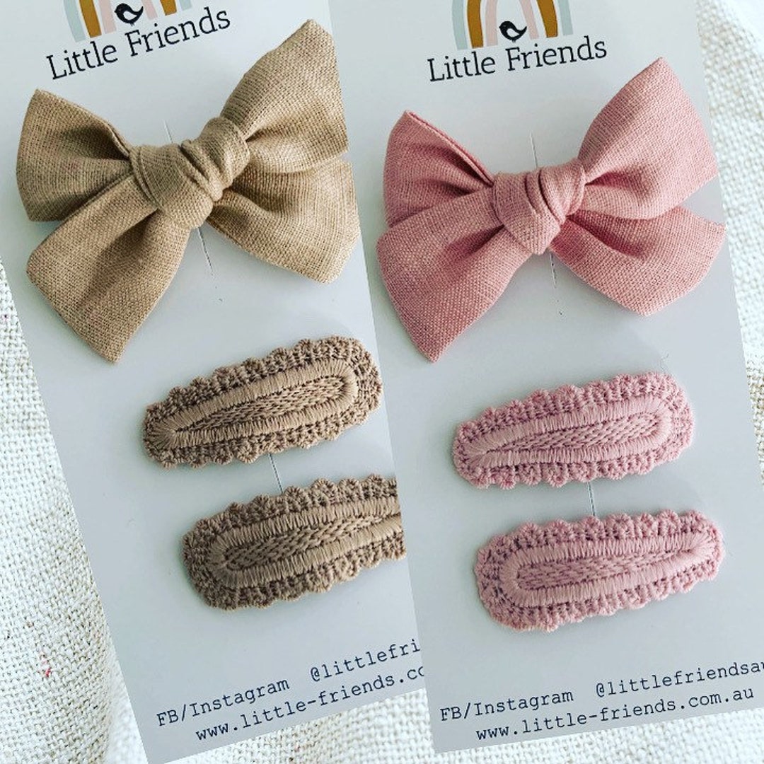 Linen Bow and Clip Set - Etsy