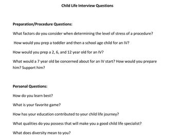 Child Life Interview Preparation Sample Interview Questions Child Life ...