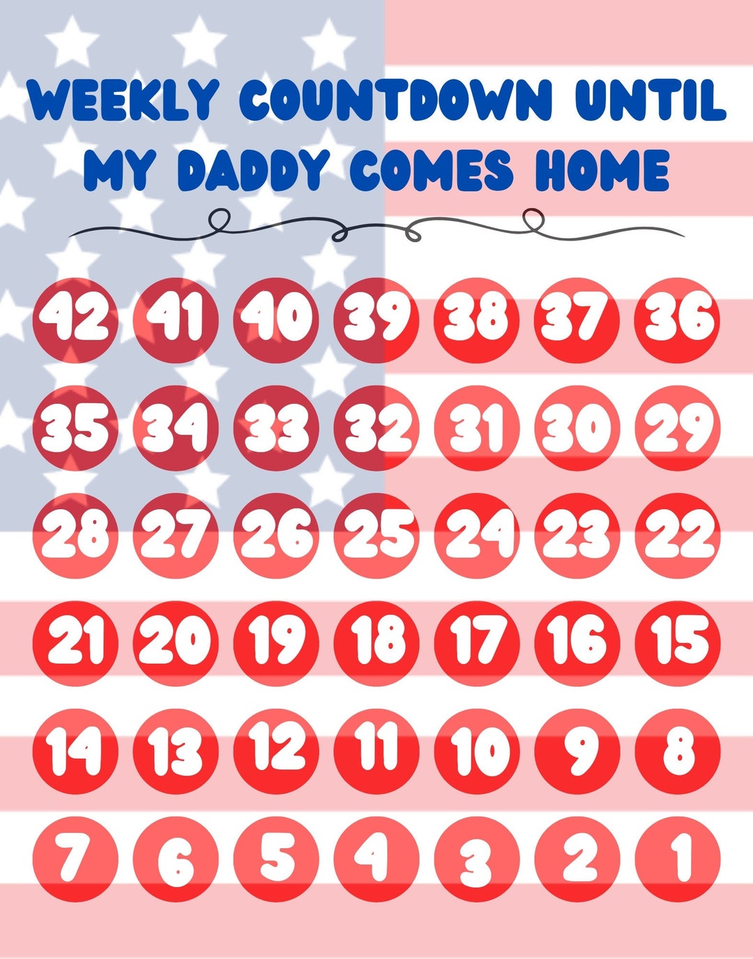 9 Month Weekly Countdown for Deployment (11x14 In) - Etsy