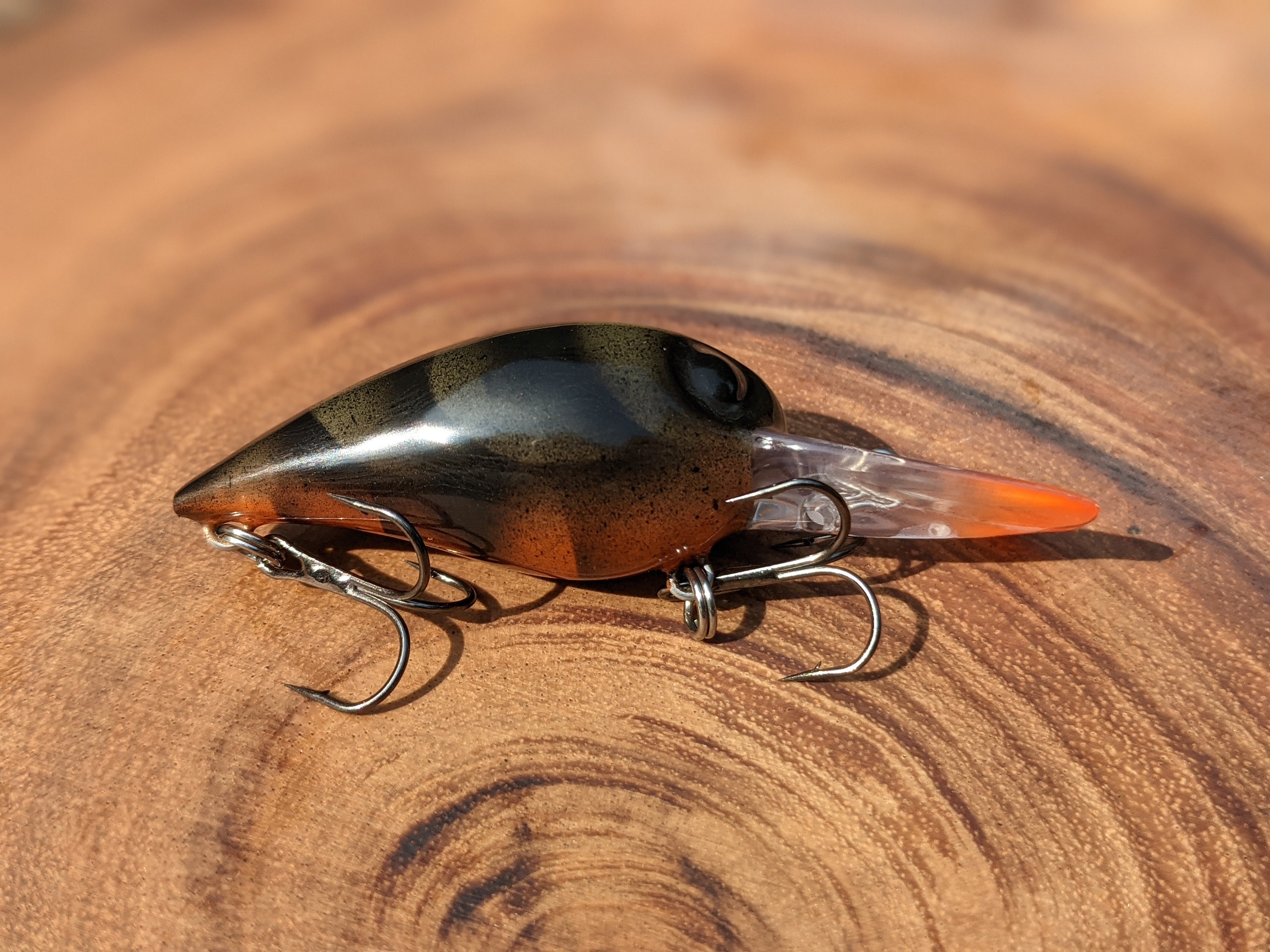 Custom Painted Wiggle Wart, Green/orange Craw - Etsy