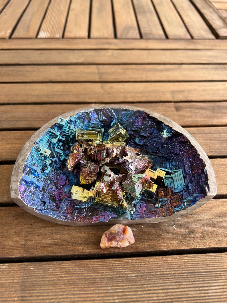 Bismuth Crystal Geode With Fire Agate - Etsy