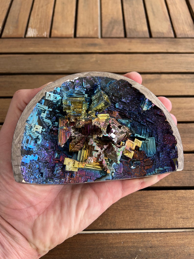 Bismuth Crystal Geode With Fire Agate - Etsy