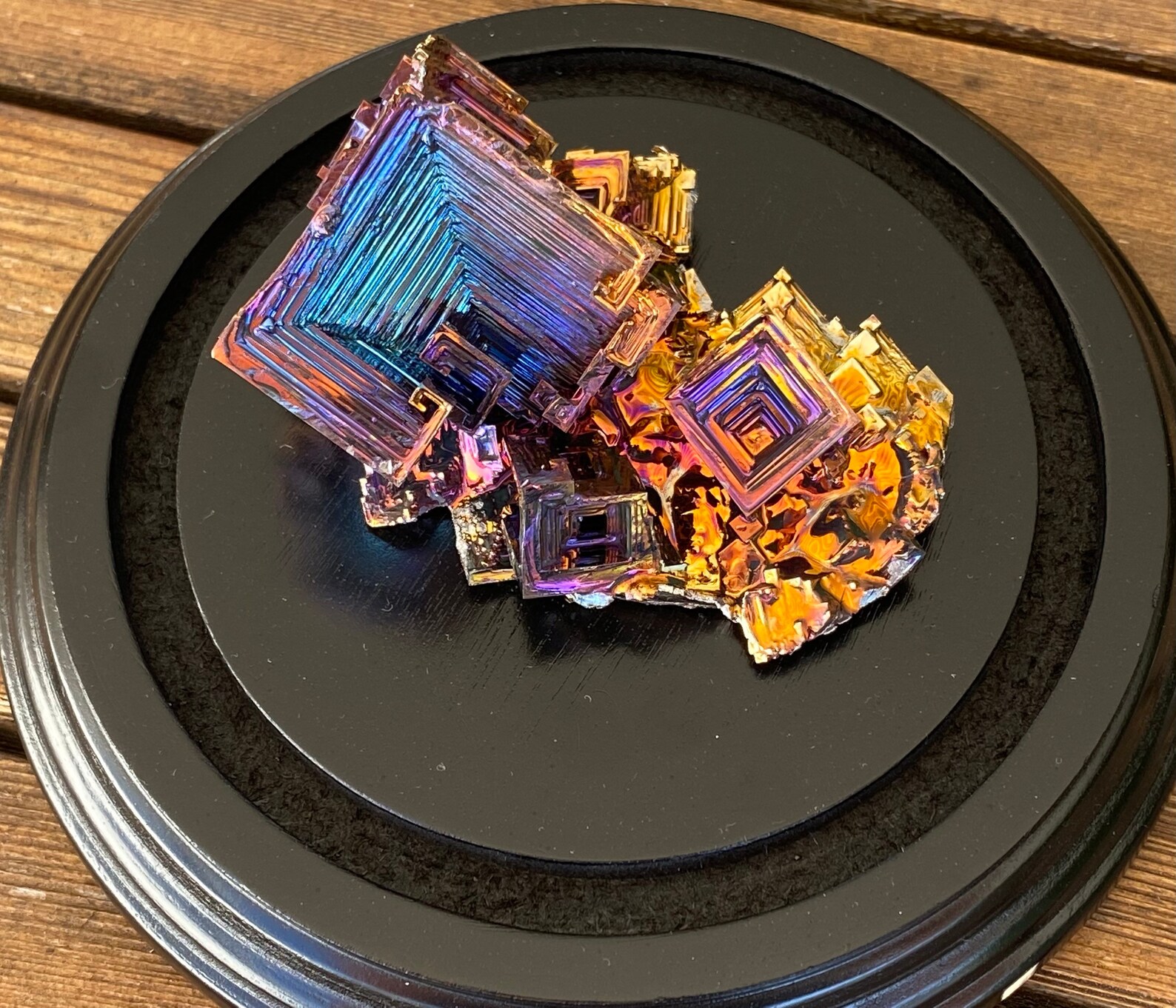 Bismuth crystal blue and gold cube | Etsy