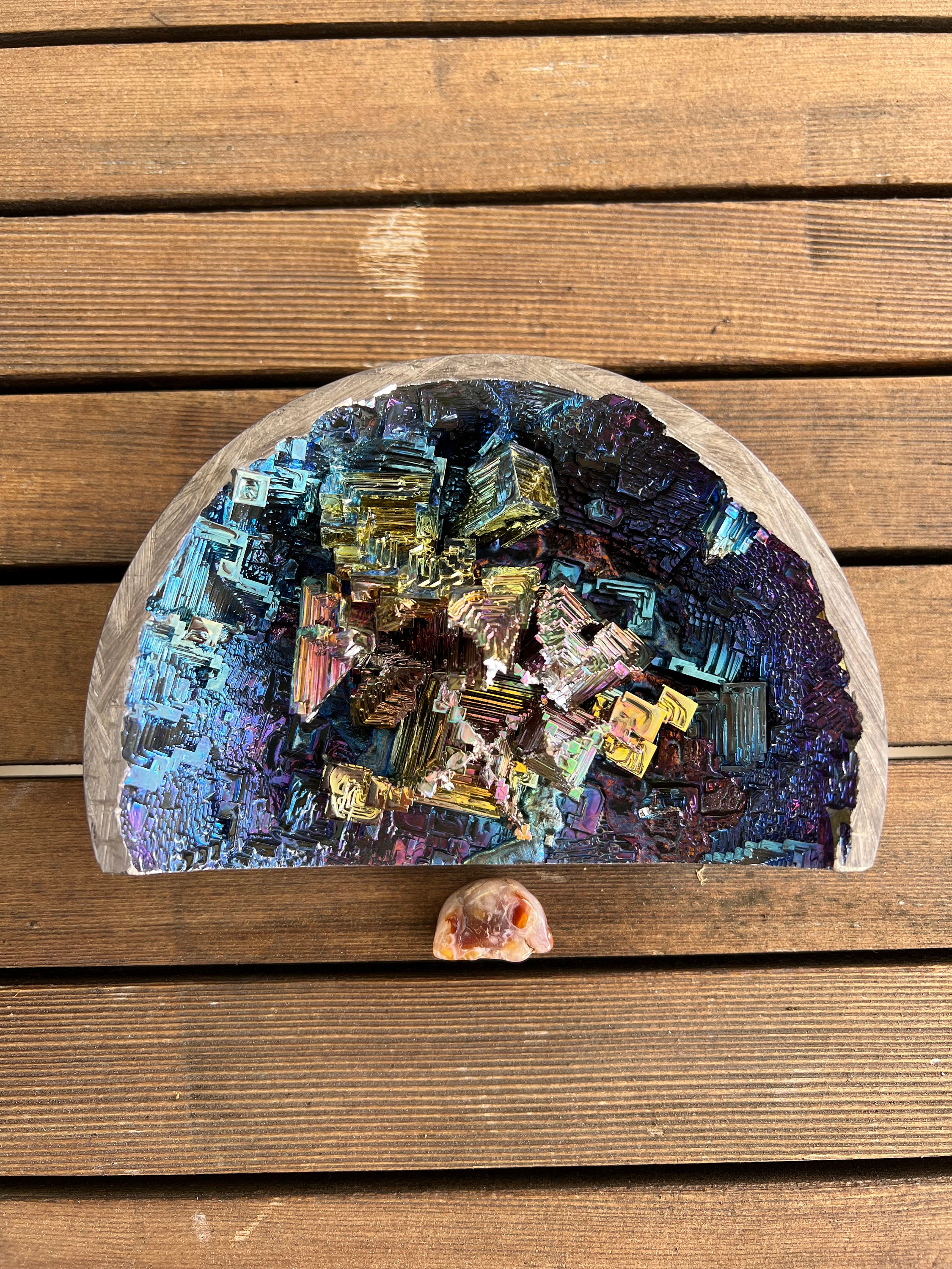 Bismuth Crystal Geode With Fire Agate - Etsy
