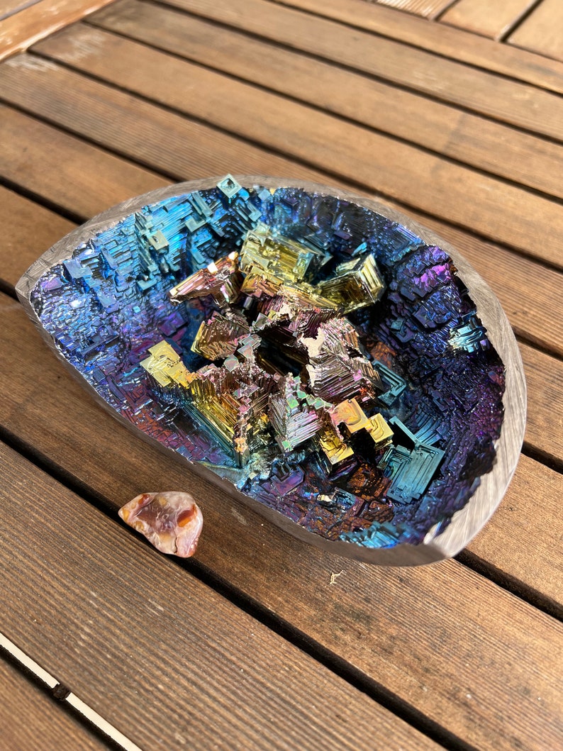 Bismuth Crystal Geode With Fire Agate - Etsy